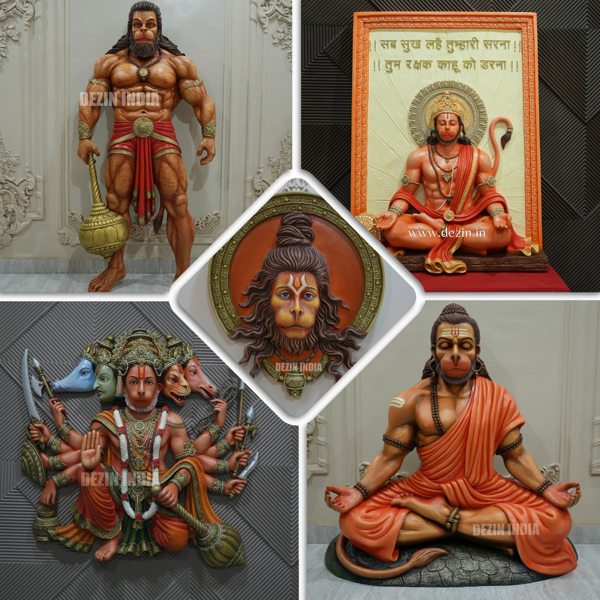 Lord Hanuman Wall Murals | Panchmukhi & Bajrangbali Murals| Dezin Indi ...