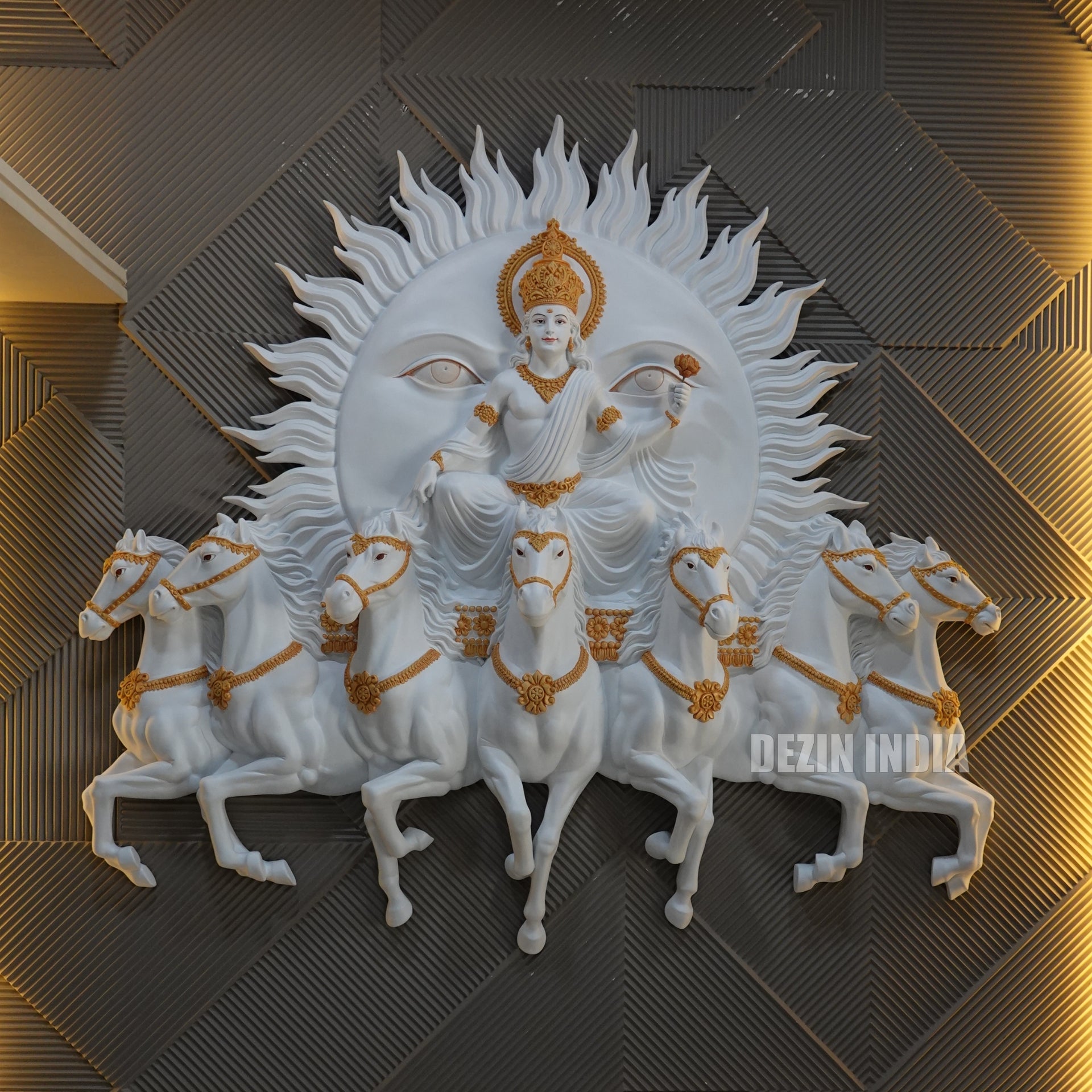 Lord Surya Narayana Wall Mural - 6x6ft | Divine Sun God with Seven Hor ...