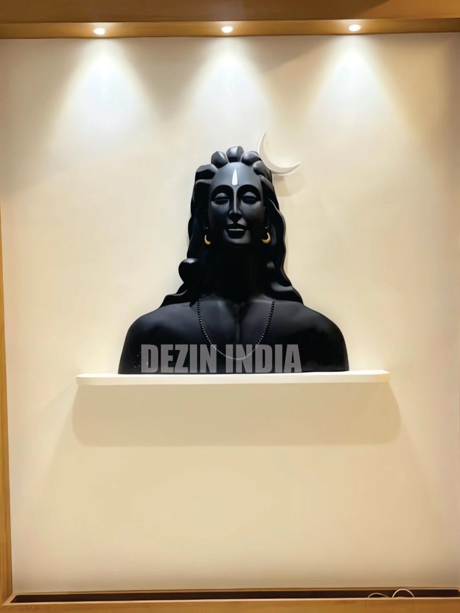 DA-44 Lord Adiyogi Wall Hanging Sculpture - 3x3ft (Black) – Dezin India