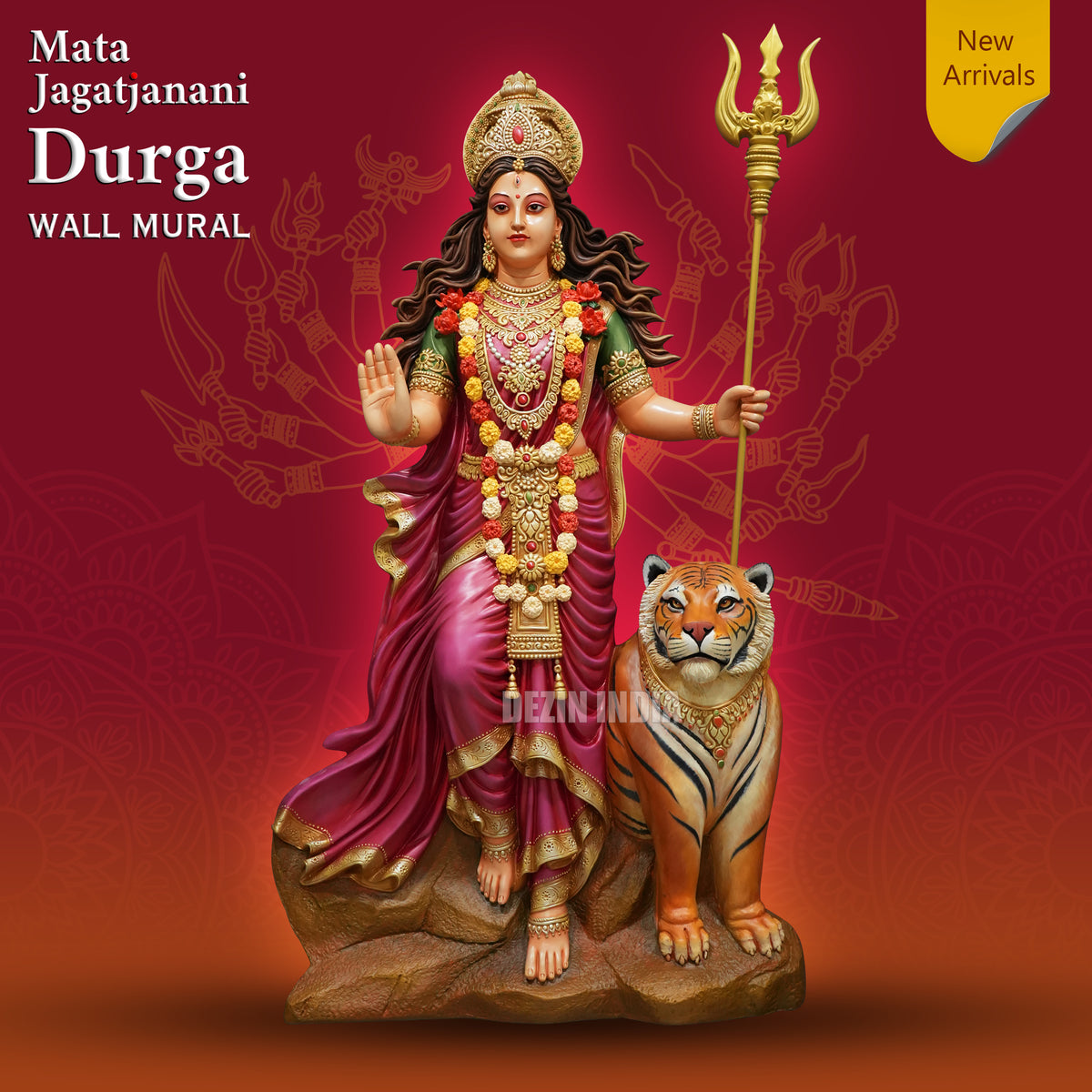 Mata Durga Wall Mural 5x3ft | Divine Power of Adishakti for Home & Tem ...