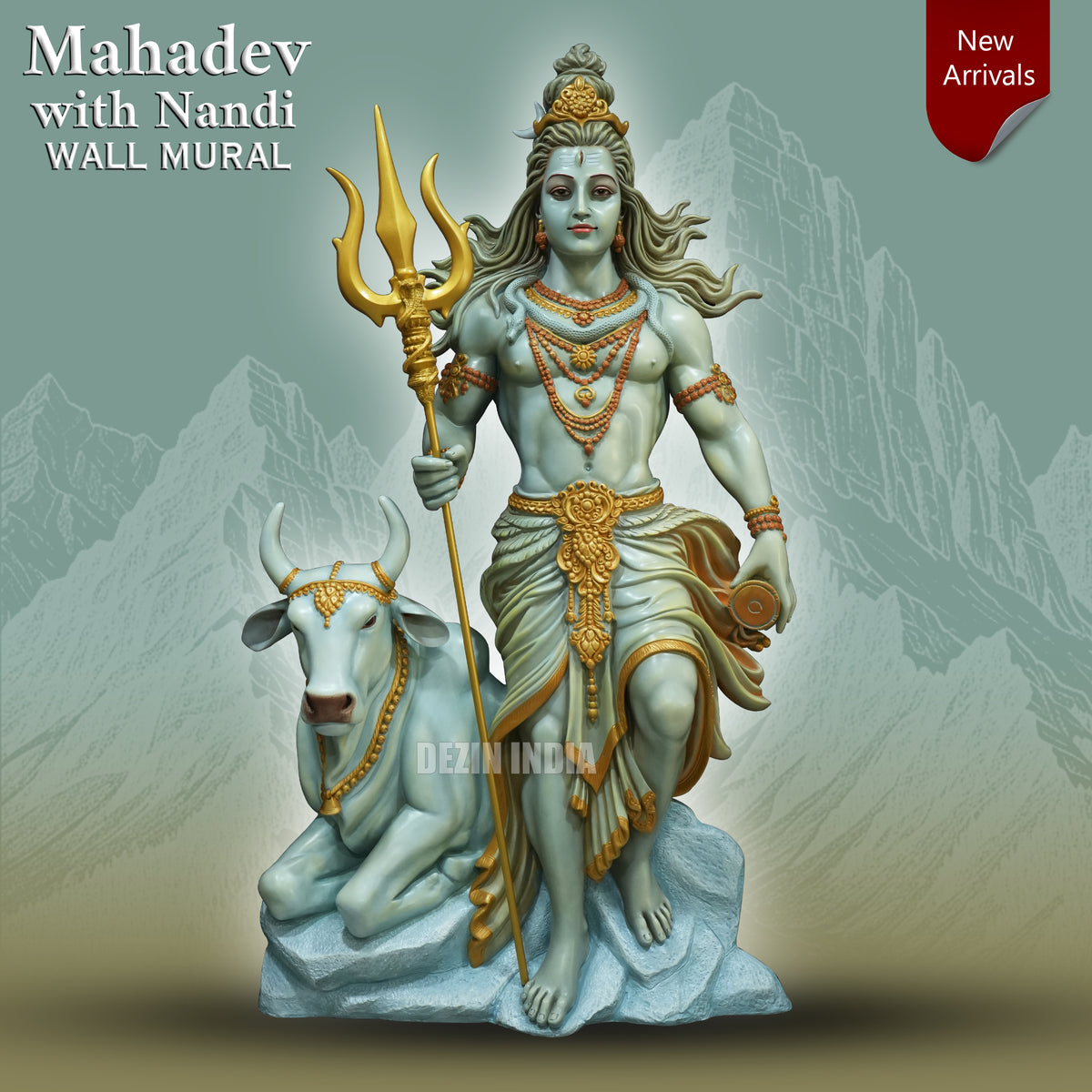 Mahadev with Nandi Wall Mural 5x3 ft | Temple & Home Decor – Dezin ...