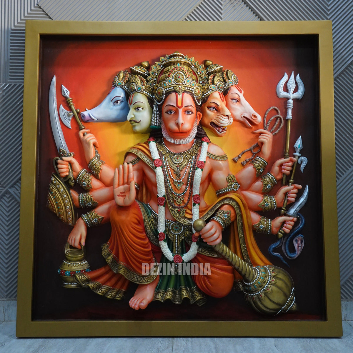 Mahabali Panchmukhi Hanuman Ji Wall Mural 4.5ft | Powerful Vastu Prote ...