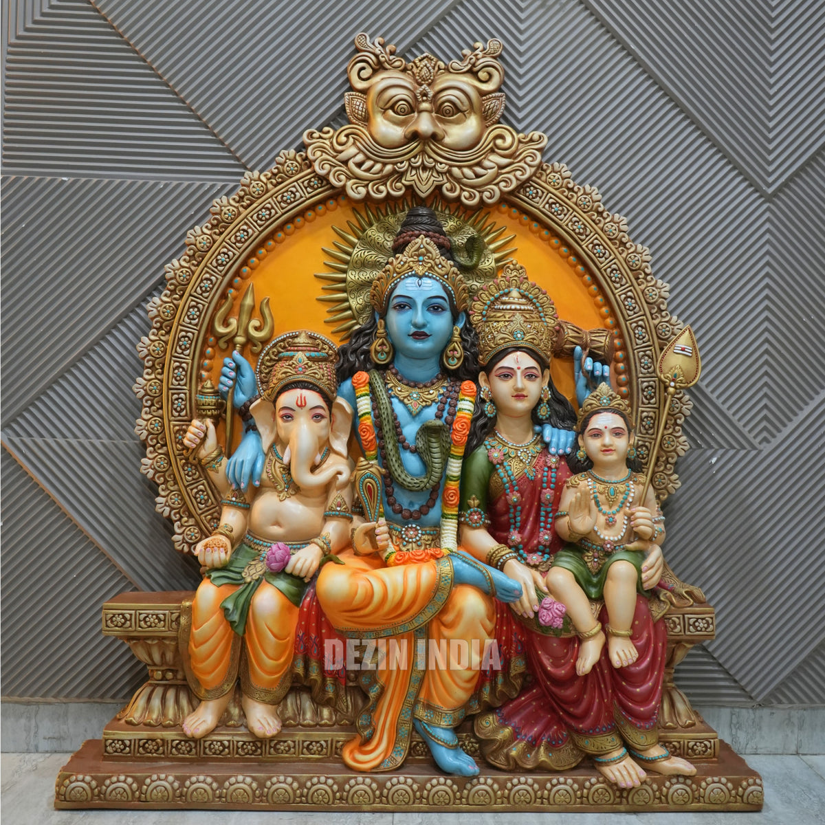 Shiva Parivar Wall Mural 4.5x4ft | Lord Shiva Family Sculpture for Hom ...