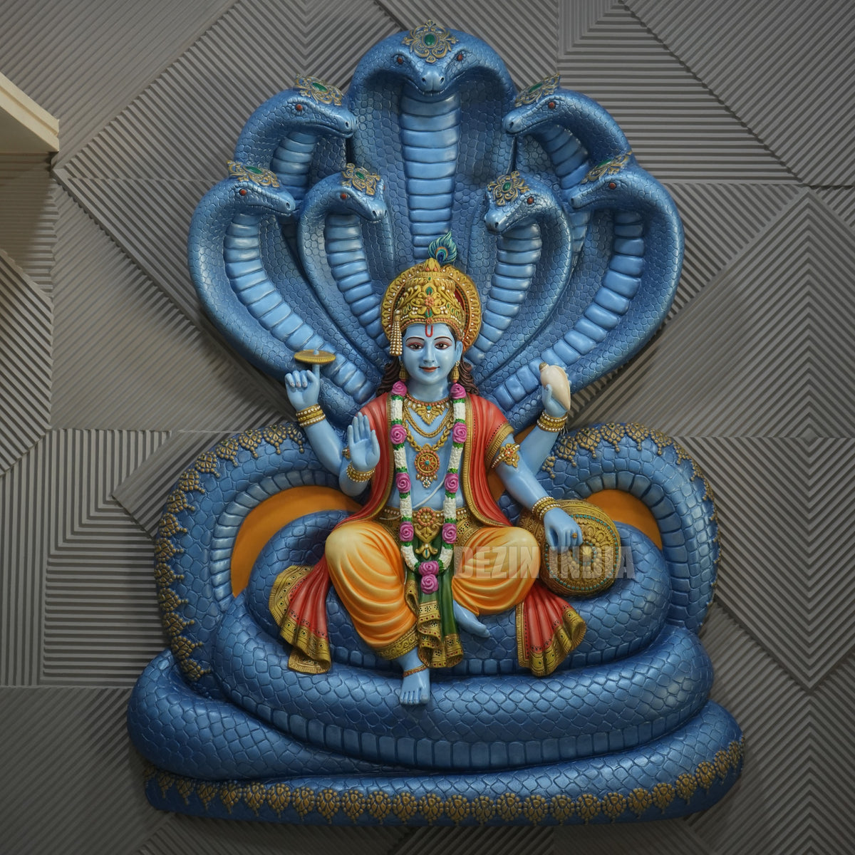 Lord Vishnu Sheshnag Murti – 5x4ft | Majestic Serpent Adi Shesha Wall ...