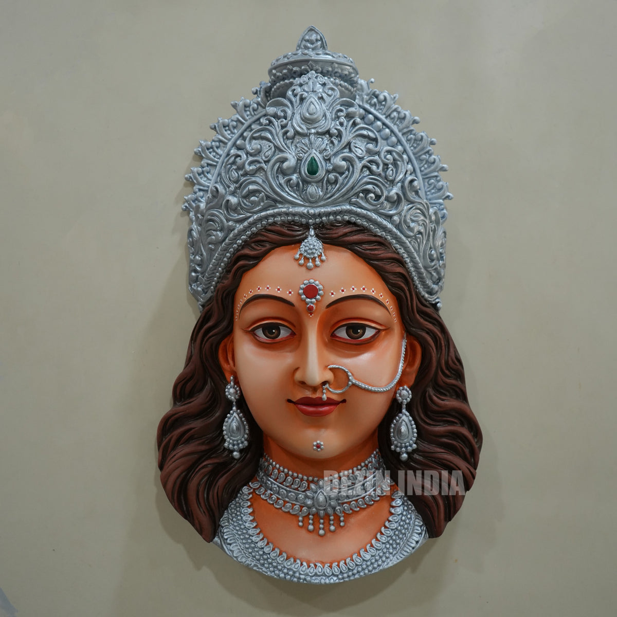 Maa Durga Wall Mural 2.5x1.5ft | Divine Handcrafted Wall Art for Templ ...