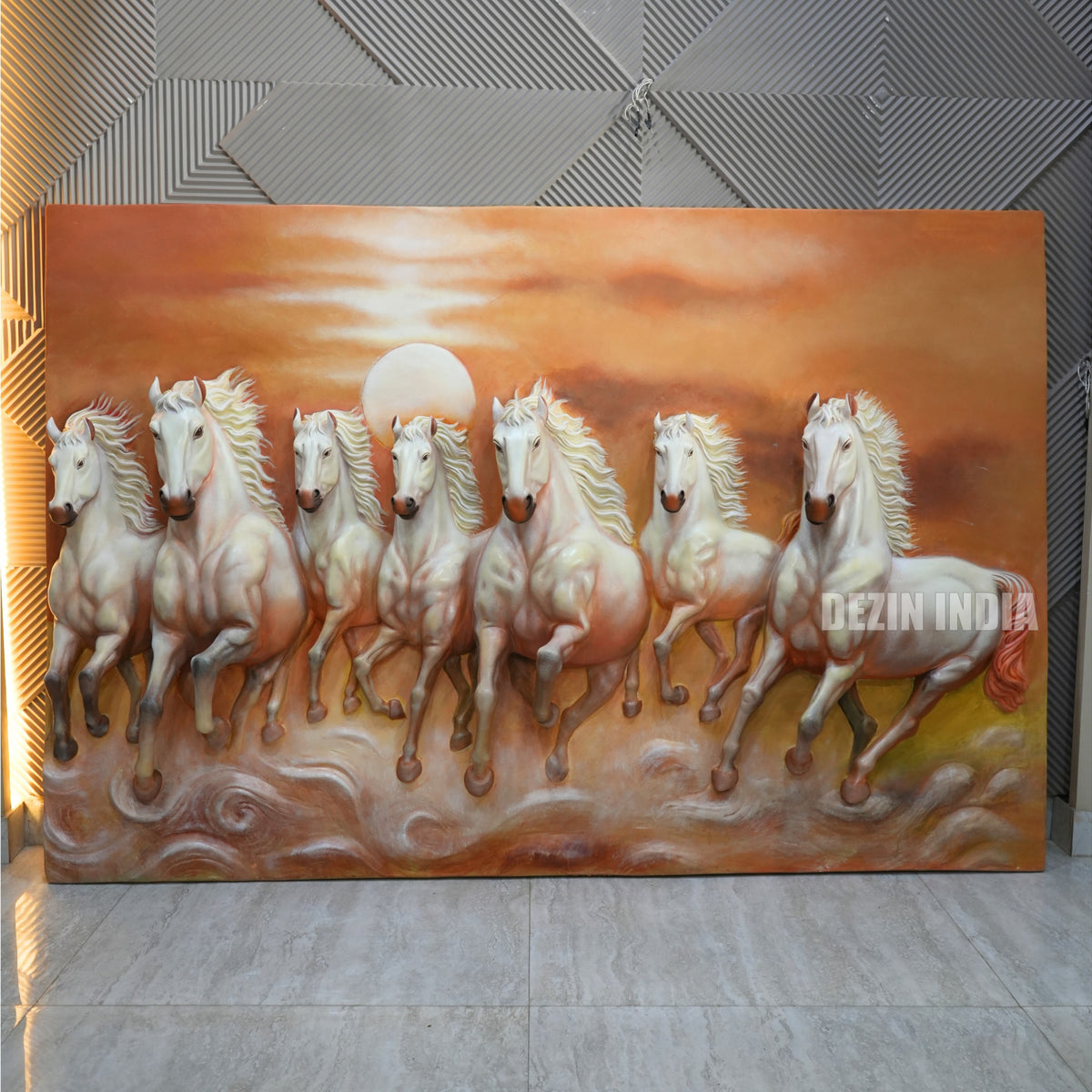 Seven Horses Wall Mural 6.5x4.5ft | Vastu Wall Art for Success & Energ ...