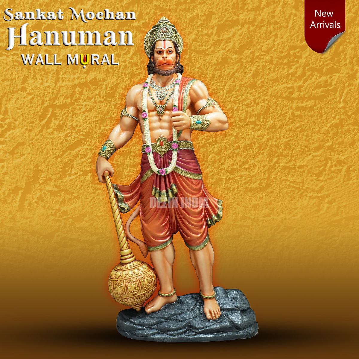 Sankat Mochan Hanuman Wall Mural | Premium 7ft Life-Size Spiritual Dec ...